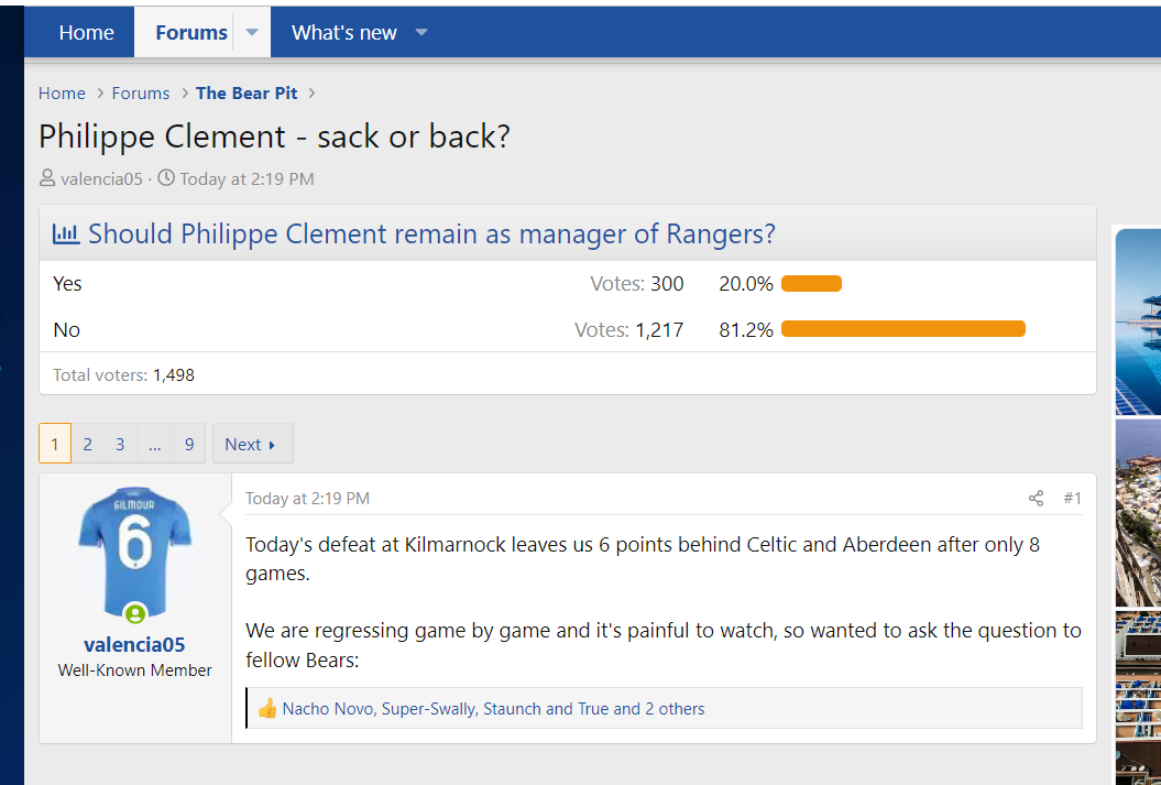 Over 80% of Ibrox fans want Phil Clement sacked