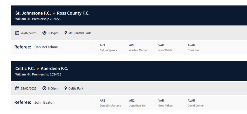 SFA put John Beaton in charge of Celtic match while Alan Muir is rested