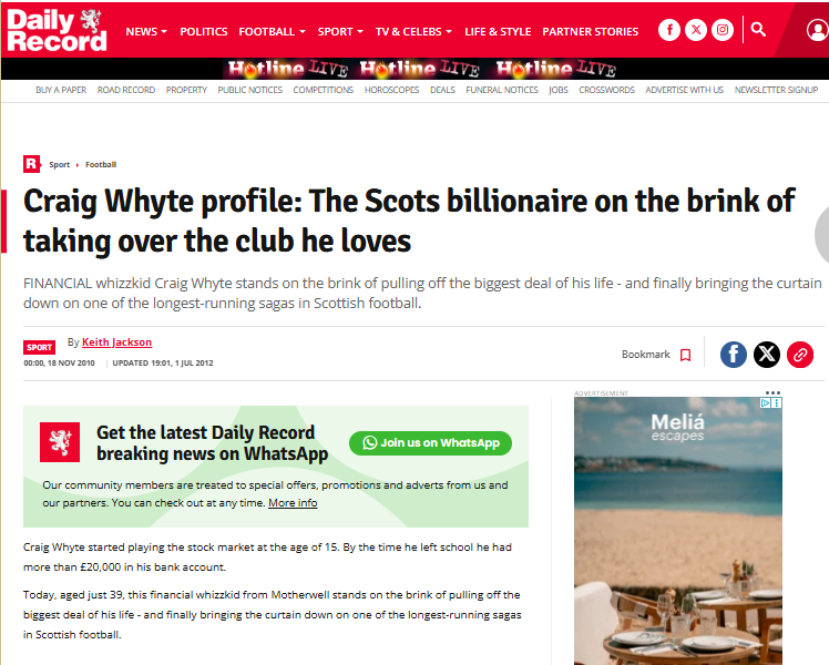 Daily Record completes incredible rewrite of their Craig Whyte profile ...