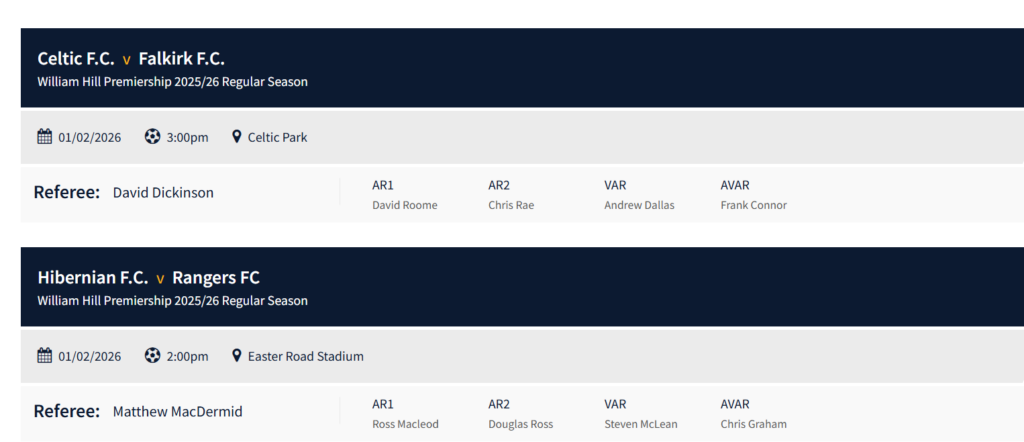 SFA Referee David Dickinson for Celtic Match | videocelts.com