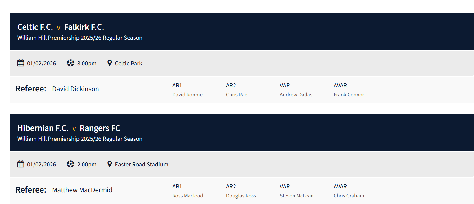 SFA Referee David Dickinson for Celtic Match | videocelts.com